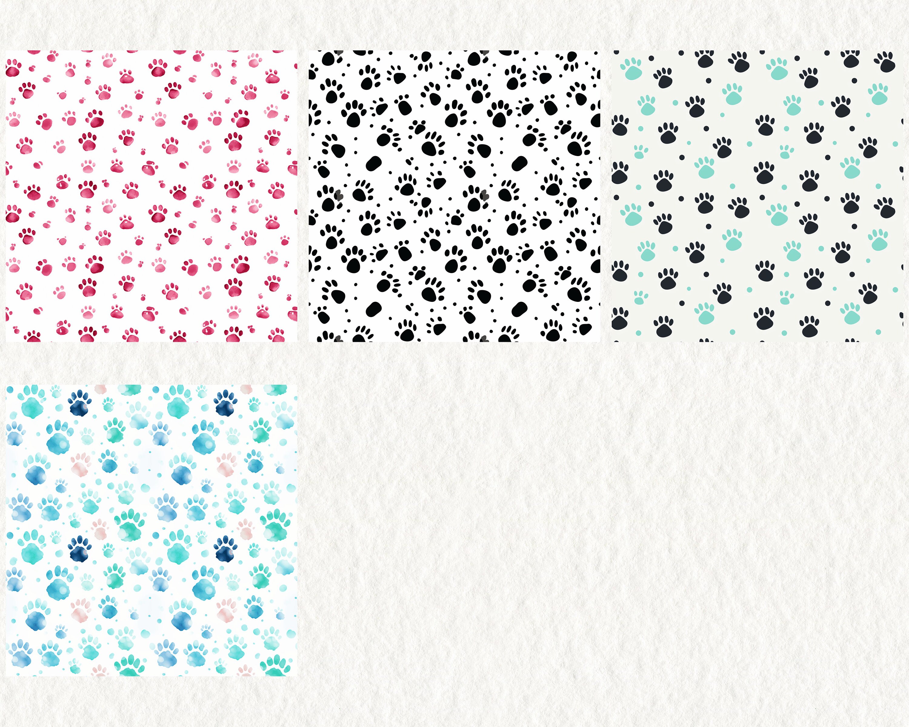 Dog Paw Print Seamless Digital Papers Tile Patterns Printable Scrapbook ...