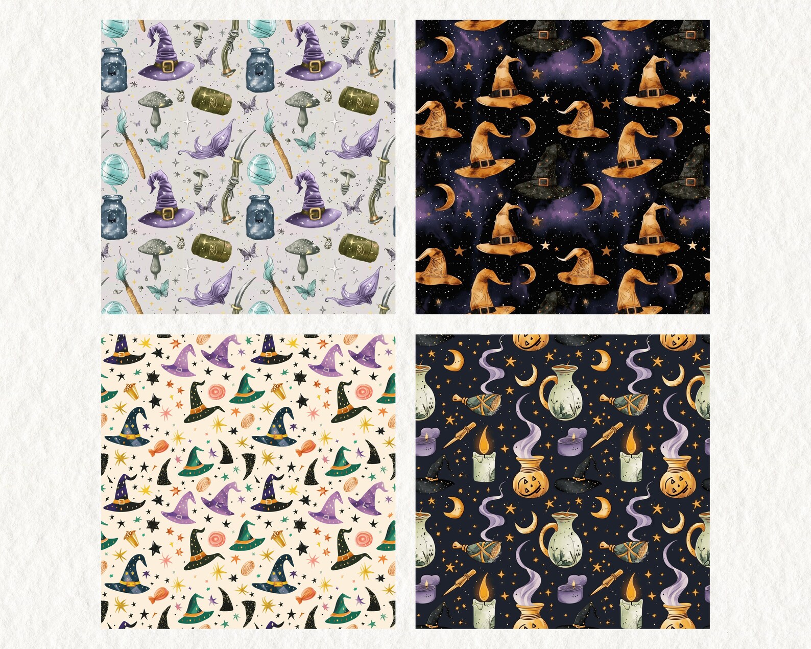 Witchy Patterns Pattern Seamless Digital Papers - Printable Scrapbook ...