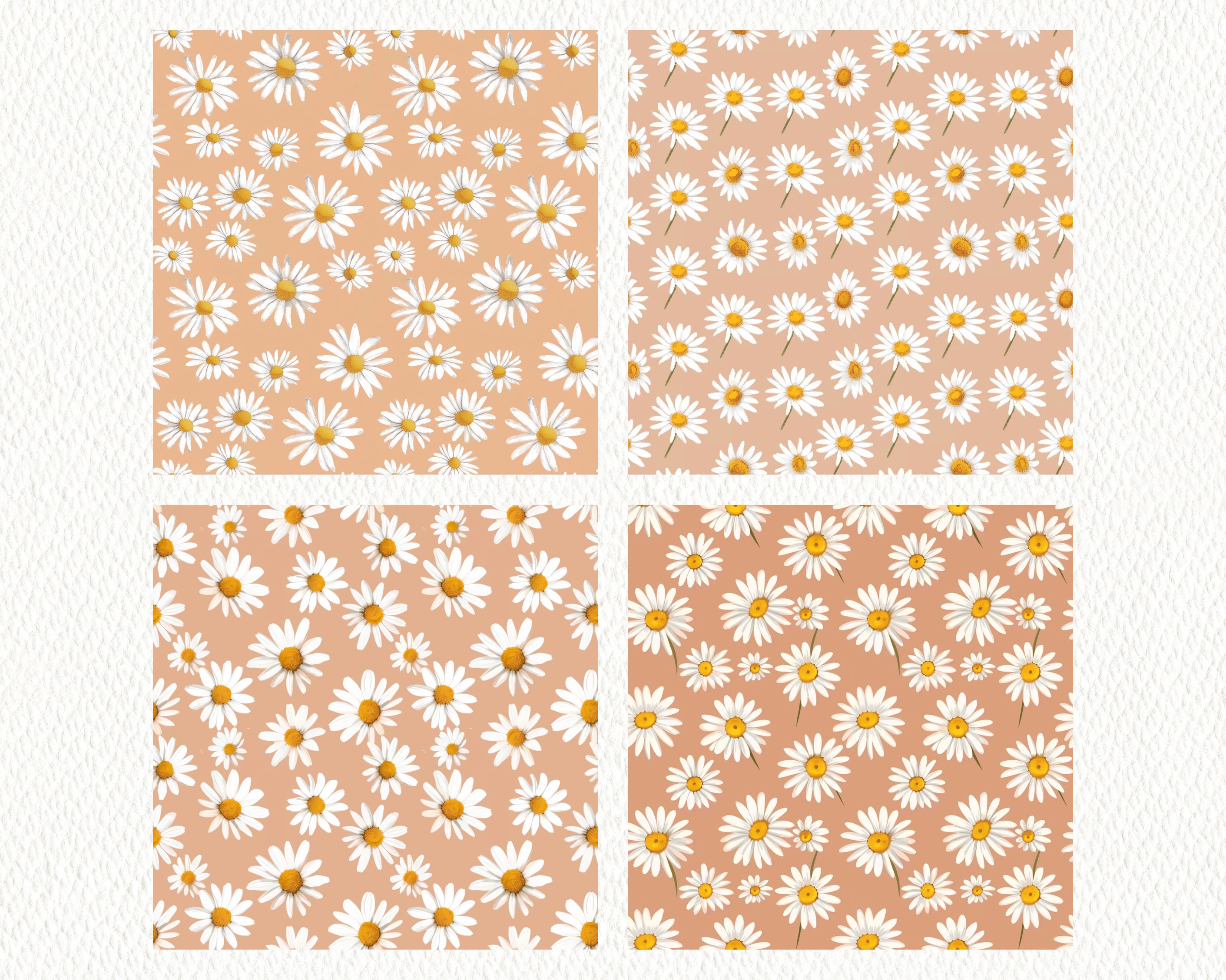 Spring Floral Daisy Pattern Seamless Digital Papers Printable Scrapbook ...