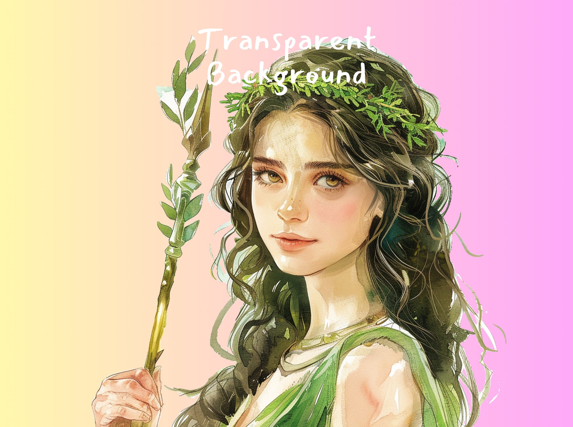 Green Greek Goddess Digital Printable Clipart Bundle in PNG Format ...