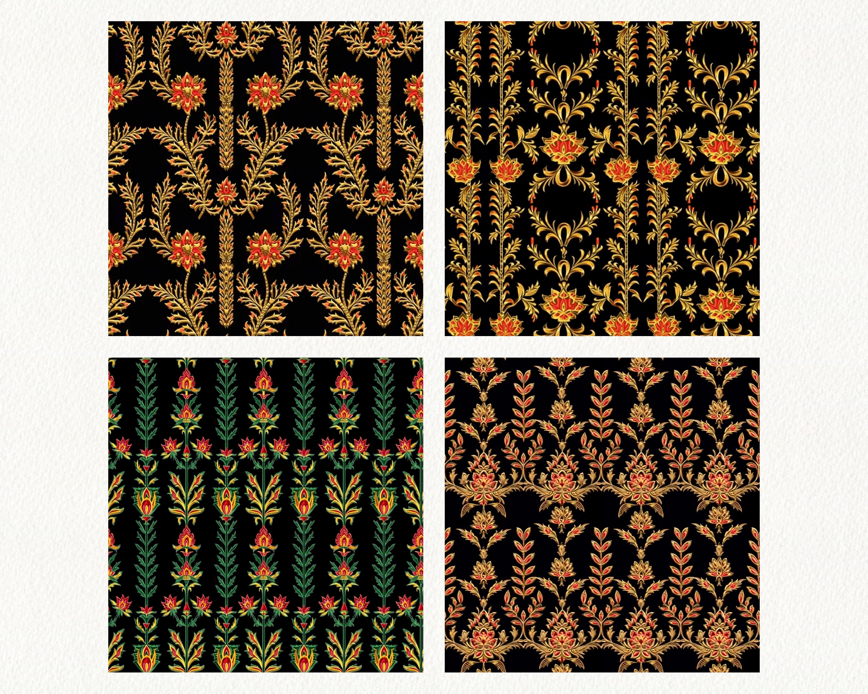 Indian Gold Border Pattern Seamless Digital Papers - Printable ...