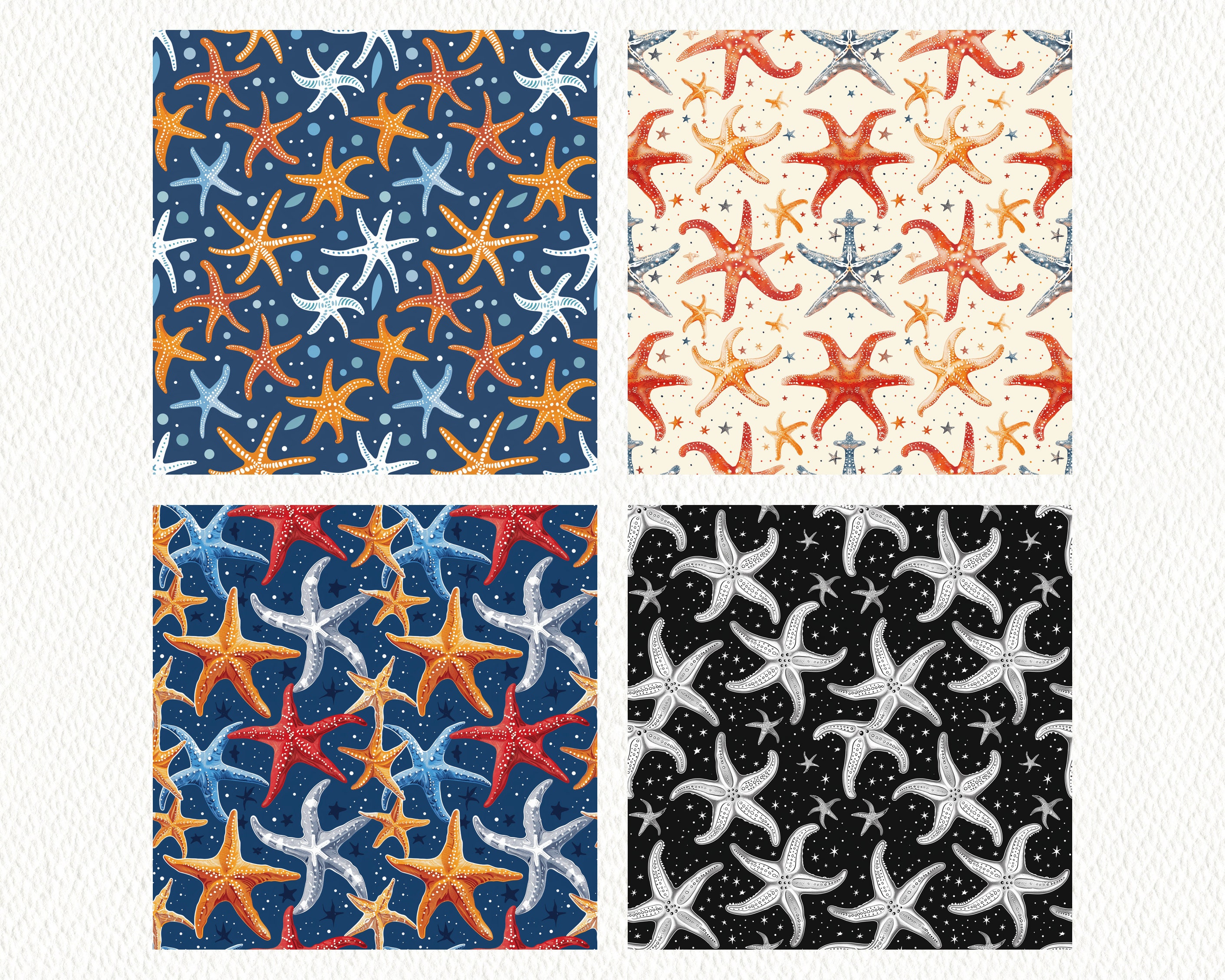 Starfish Pattern Seamless Digital Papers Printable Scrapbook Paper ...