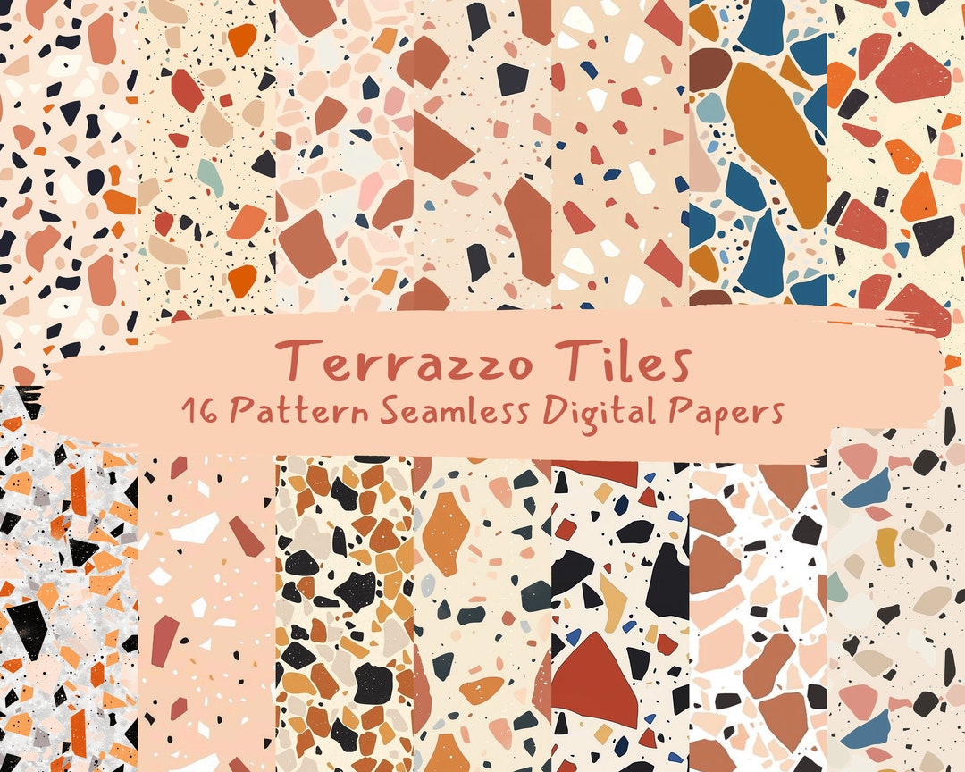 Terrazzo Tiles Pattern Seamless Digital Papers - Printable Scrapbook ...