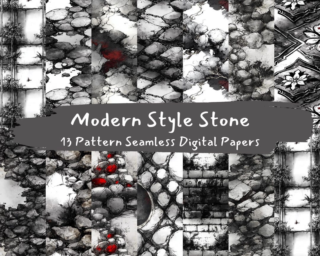 Modern Style Stone Pattern Seamless Digital Papers - Printable ...