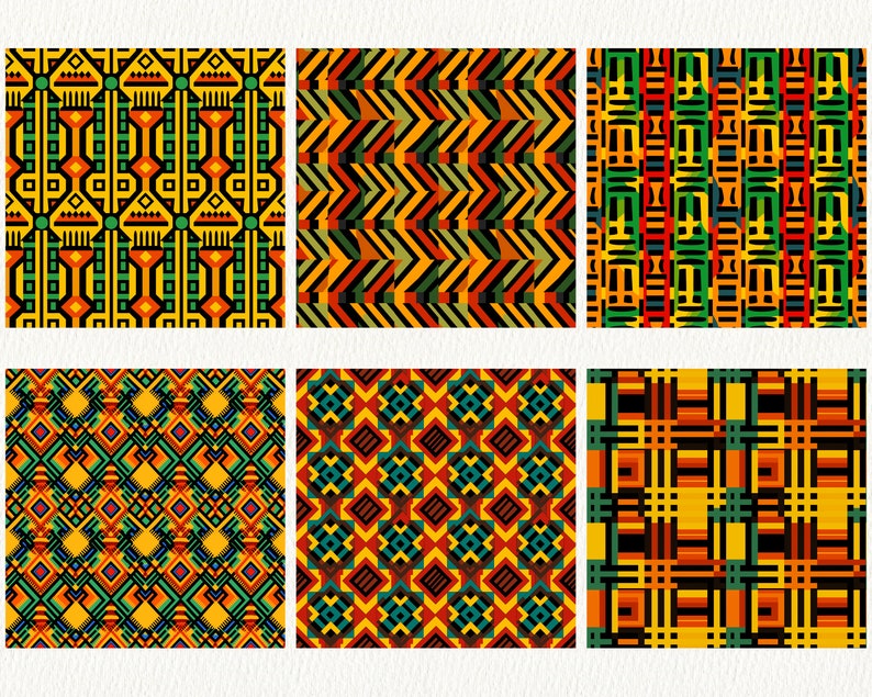 African Kente Pattern Seamless Digital Papers Tile Patterns Printable ...