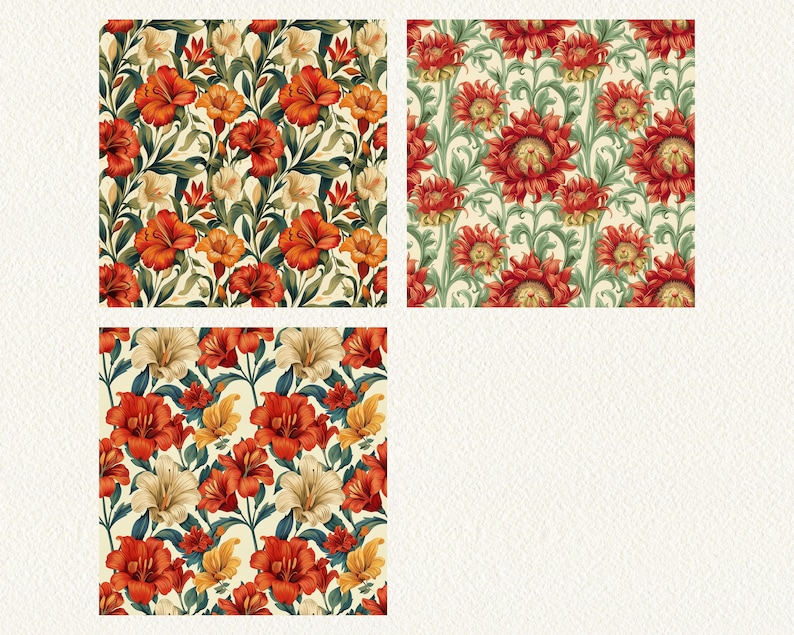 Peruvian Blooms Pattern Seamless Digital Papers - Printable Scrapbook ...