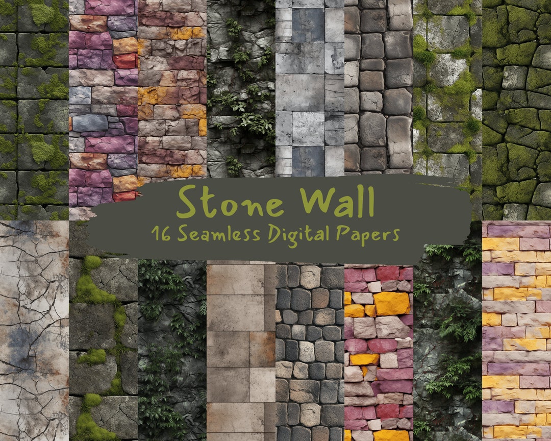 Stone Wall Pattern Scrapbook Papers, Seamless Printable Patterns ...