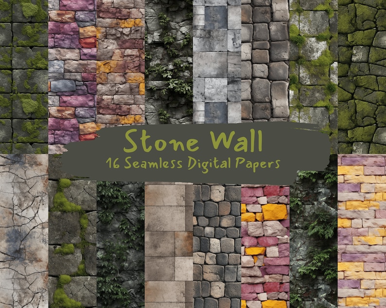 Stone Wall Scrapbook Papers Seamless Printable Patterns - Etsy