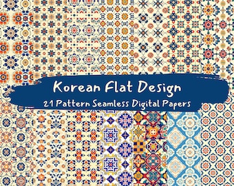 20 Traditional Korean Digital Papers Hand-drawn Scrapbook, Seamless ...