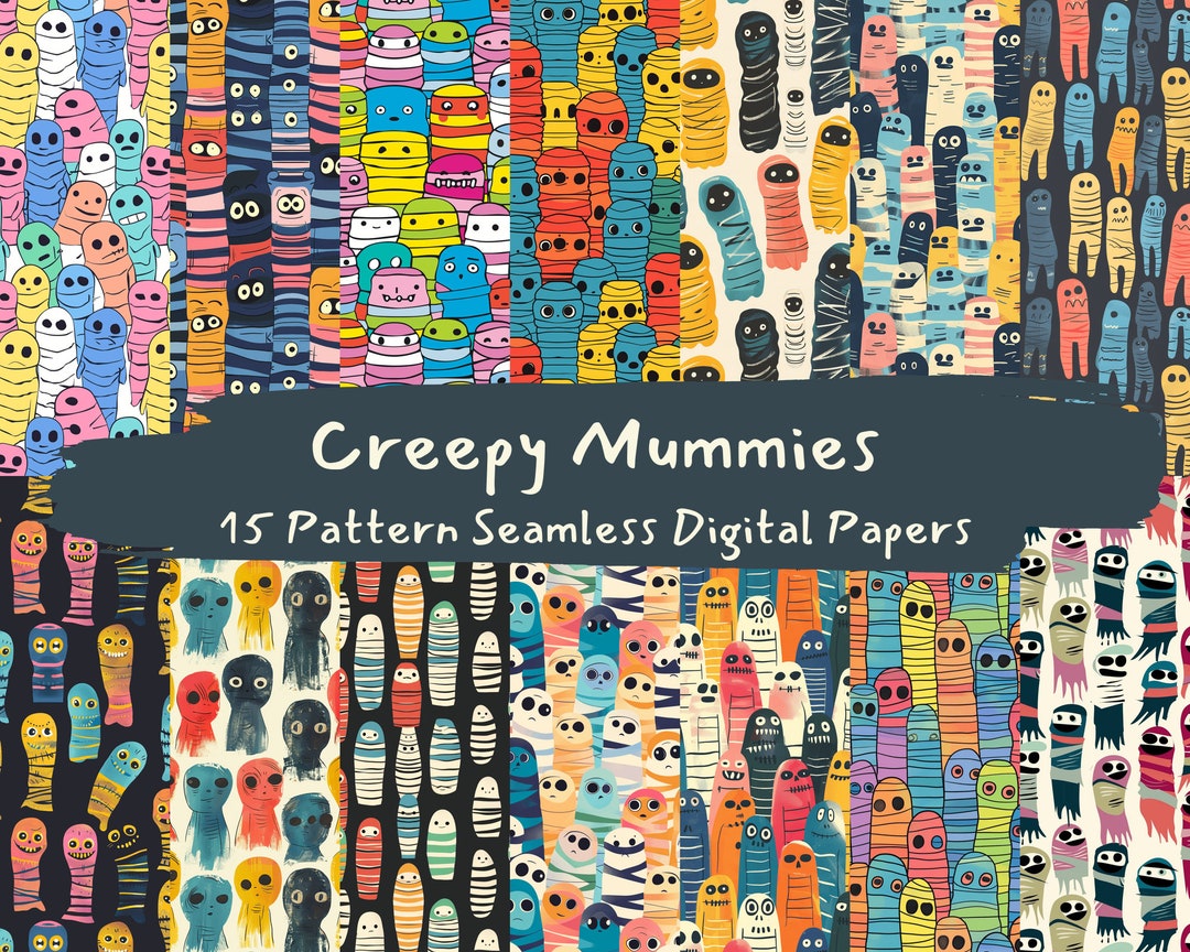 Creepy Mummies Pattern Seamless Digital Papers - Printable Scrapbook ...
