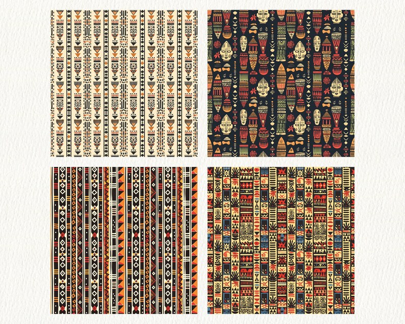 African Culture Pattern Seamless Digital Papers - Printable Scrapbook ...