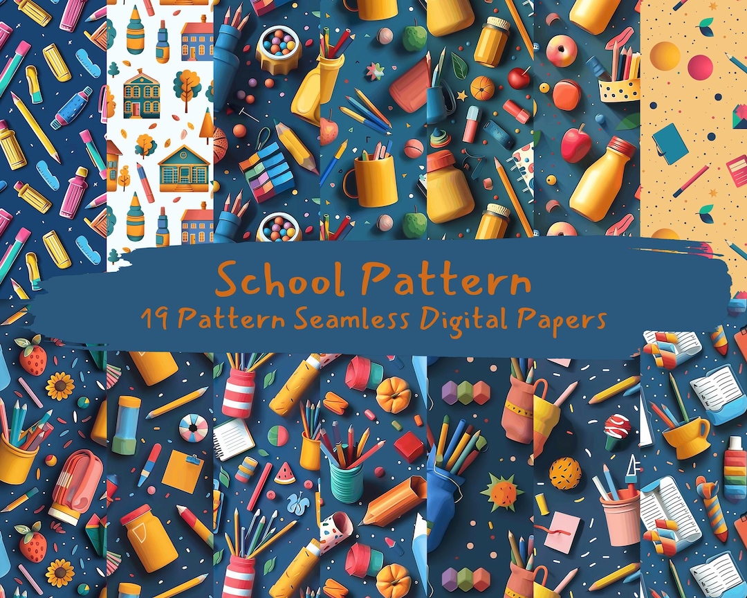 School Pattern Pattern Seamless Digital Papers - Printable Scrapbook ...
