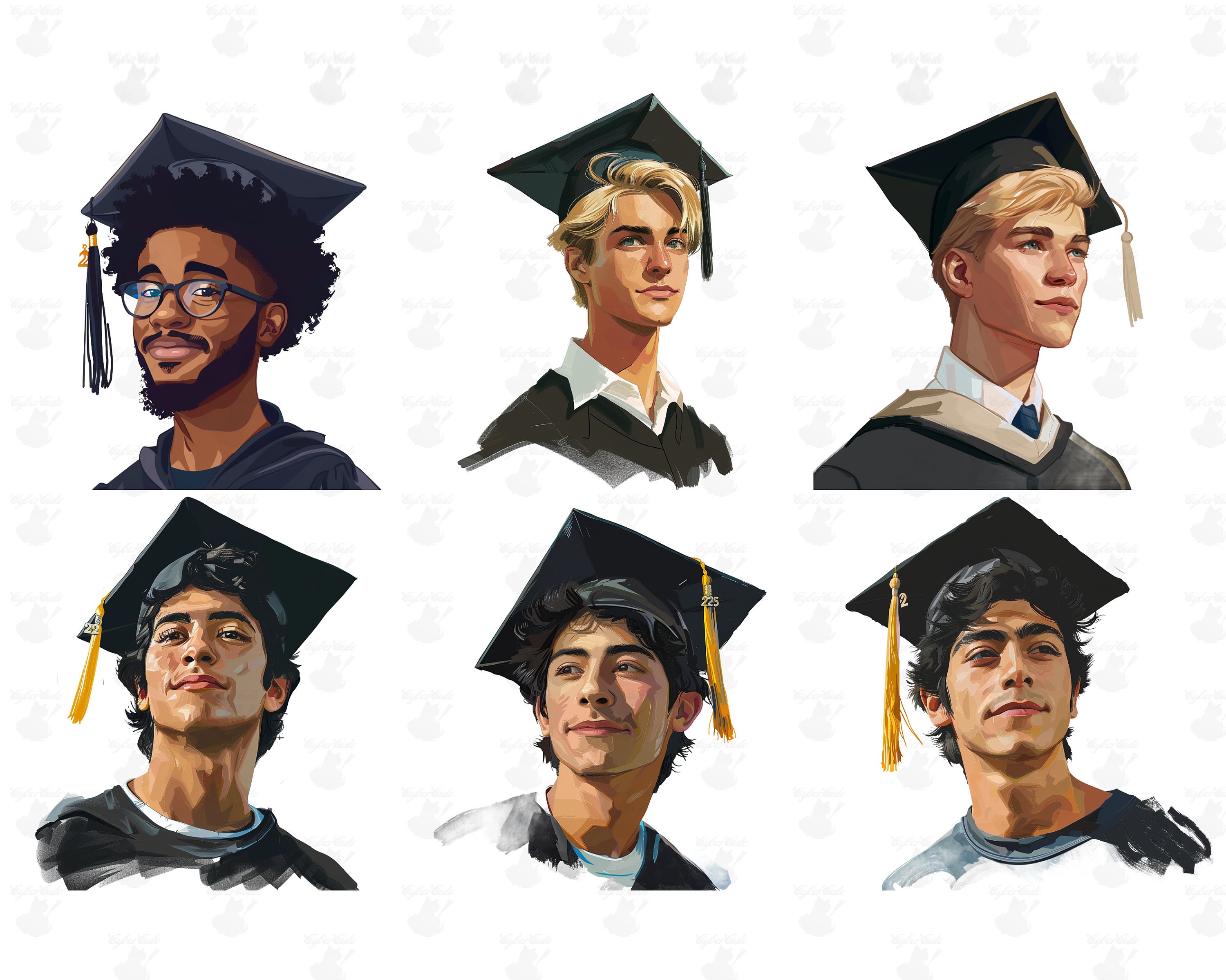 Graduation Boy Digital Printable Clipart Bundle in PNG Format ...