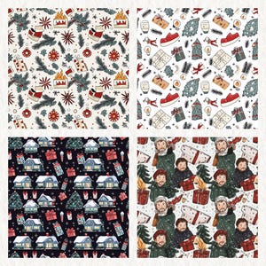 Boho Christmas Movie Pattern Seamless Digital Papers - Printable ...