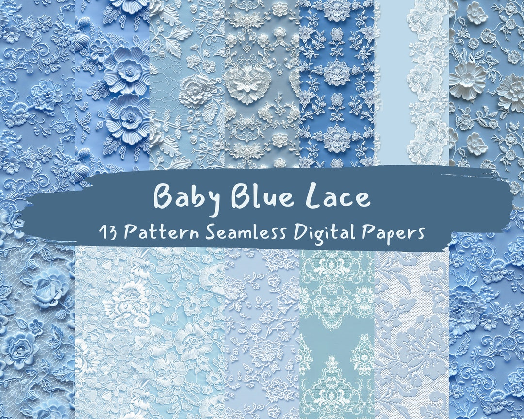 Baby Blue Lace Pattern Seamless Digital Papers - Printable Scrapbook ...