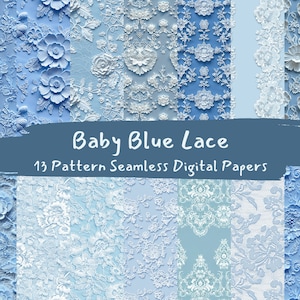 Baby Blue Lace Pattern Seamless Digital Papers - Printable Scrapbook ...