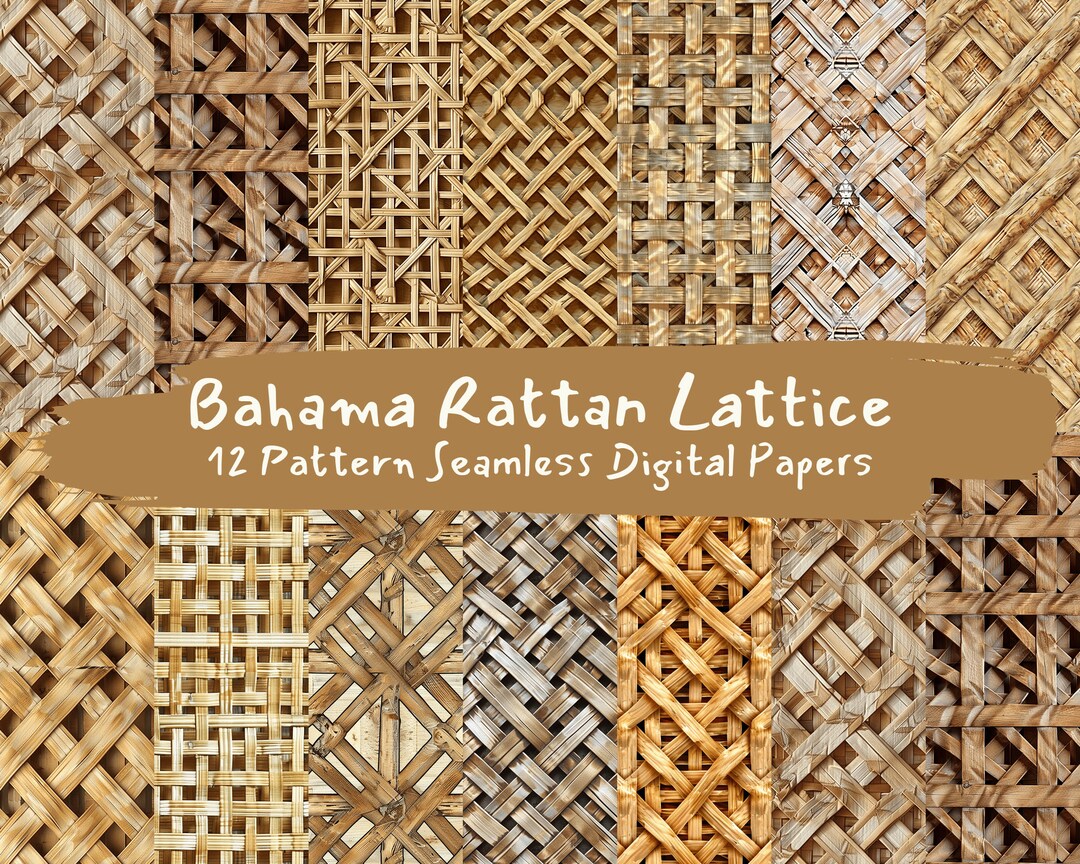 Bahama Rattan Lattice Pattern Seamless Digital Papers - Printable ...