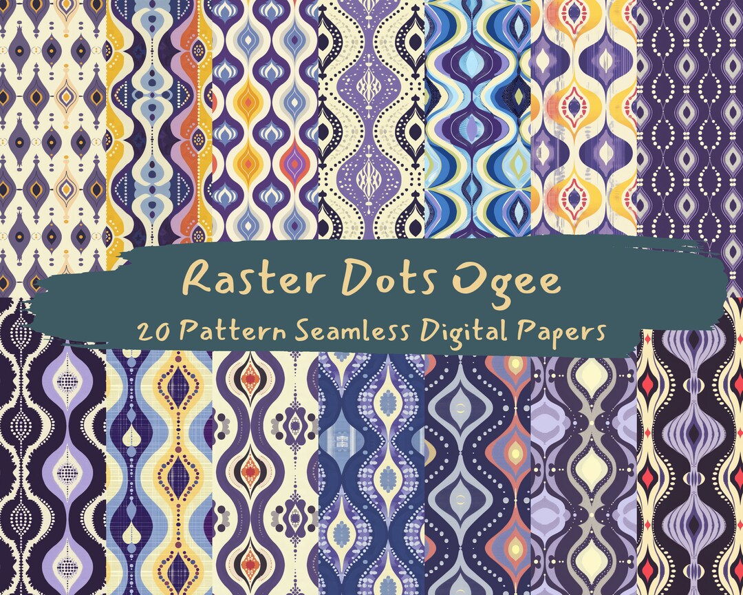 Raster Dots Ogee Pattern Seamless Digital Papers - Printable Scrapbook ...