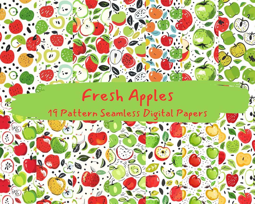 Fresh Apples Pattern Seamless Digital Papers - Printable Scrapbook ...