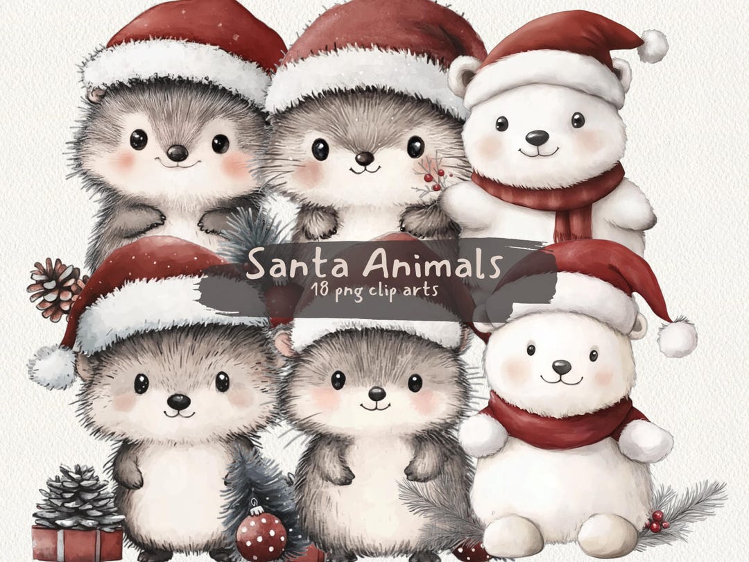 Santa Animals Printable Clipart, Png Format, Transparent Background ...