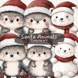 Santa Animals Printable Clipart, Png Format, Transparent Background ...