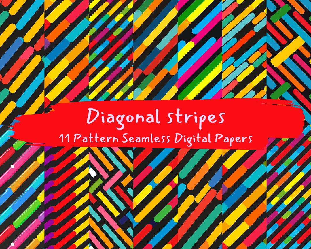 Diagonal Stripes Pattern Seamless Digital Papers - Printable Scrapbook ...