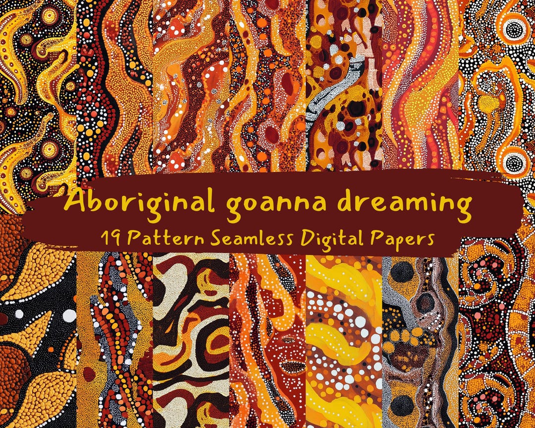 Aboriginal Goanna Dreaming Pattern Seamless Digital Papers - Printable ...