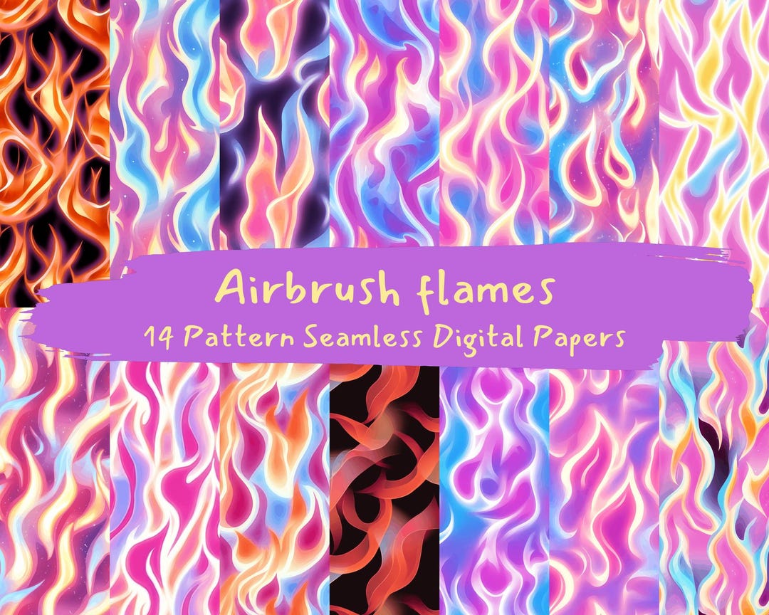 Airbrush Flames Pattern Seamless Digital Papers - Printable Scrapbook ...