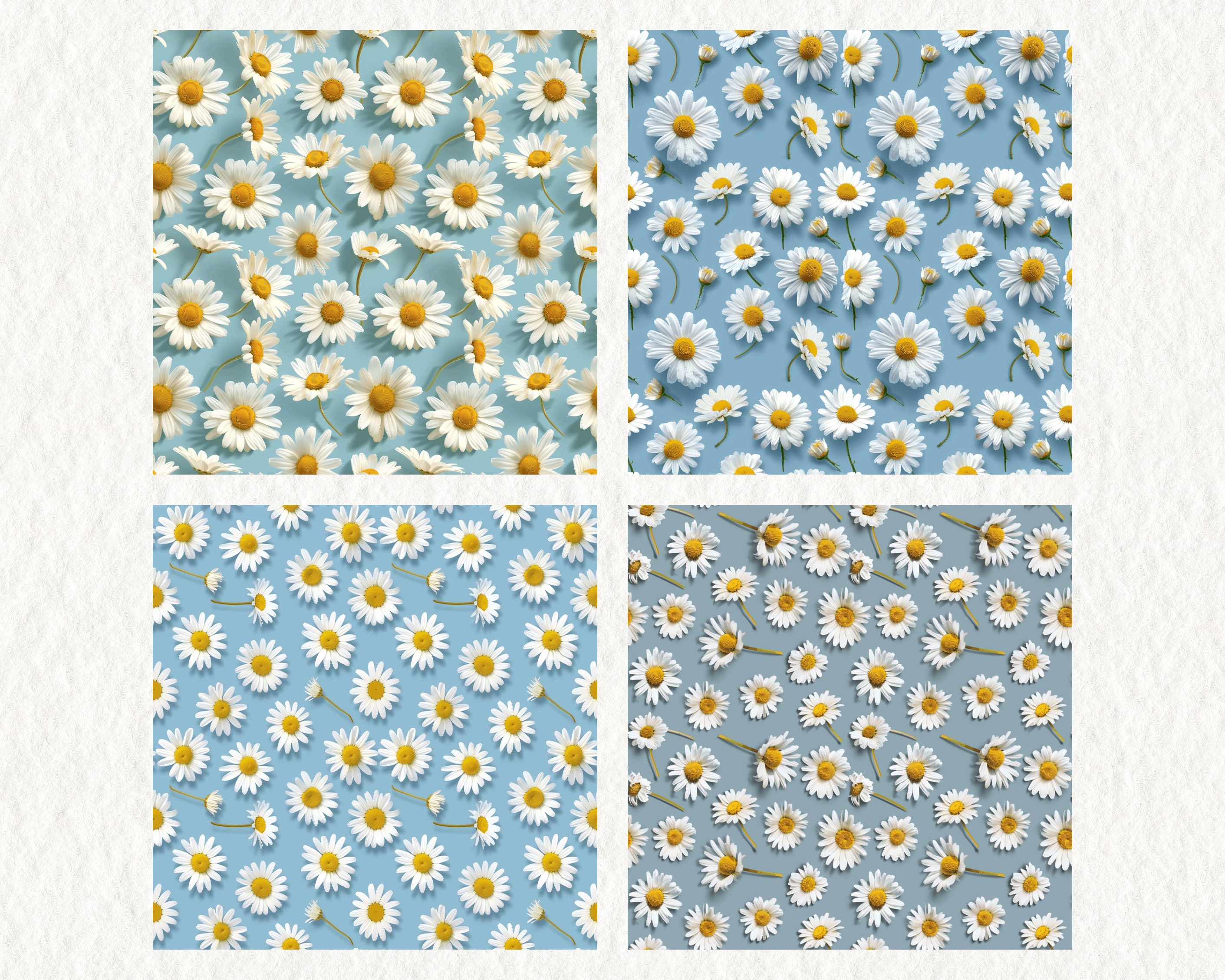 Daisy Flower Pattern Seamless Digital Papers Printable Scrapbook Paper ...
