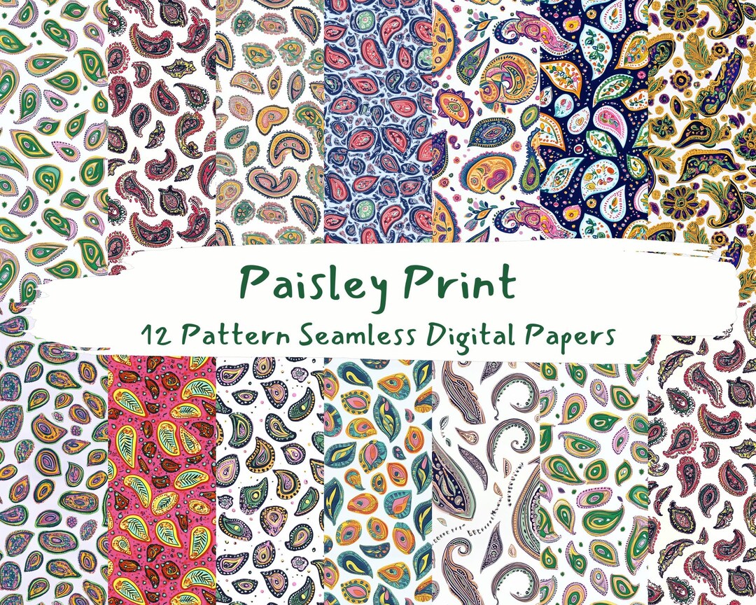 Paisley Print Pattern Seamless Digital Papers - Printable Scrapbook ...