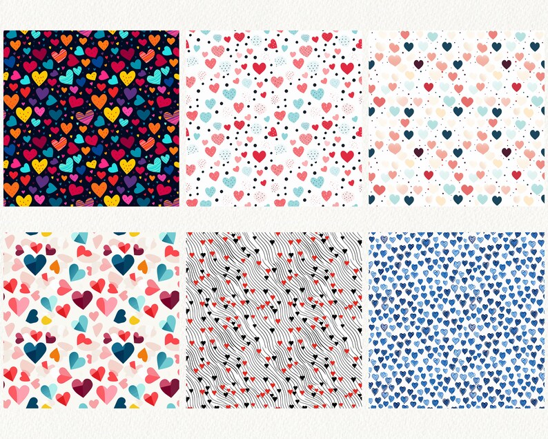 Cute Heart Pattern Scrapbook Papers, Seamless Printable Patterns ...