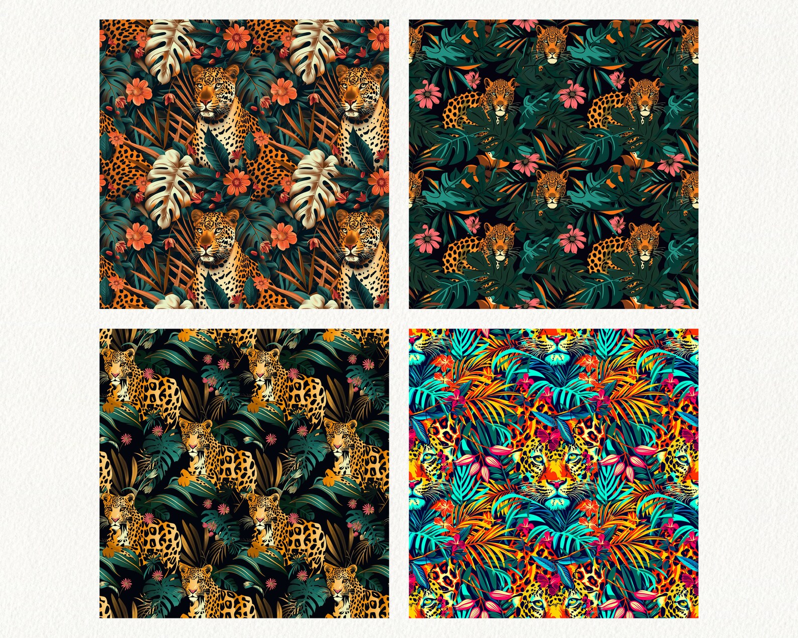 Bohemian Jungle Pattern Seamless Digital Papers Printable Scrapbook ...