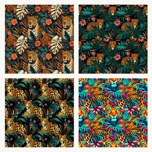 Bohemian Jungle Pattern Seamless Digital Papers - Printable Scrapbook ...