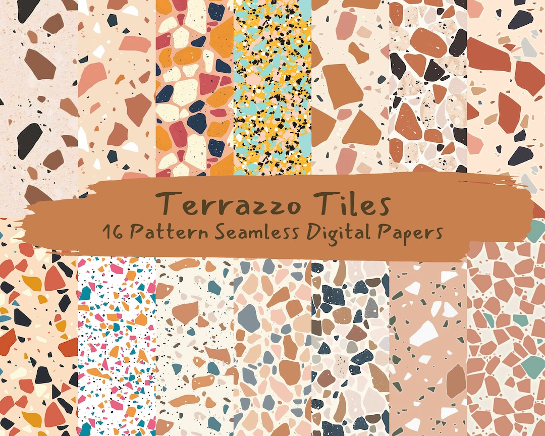 Terrazzo Tiles Pattern Seamless Digital Papers - Printable Scrapbook ...
