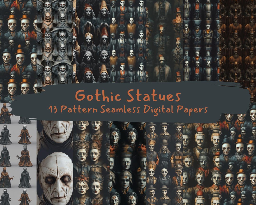 Gothic Statues Pattern Seamless Digital Papers - Printable Scrapbook ...