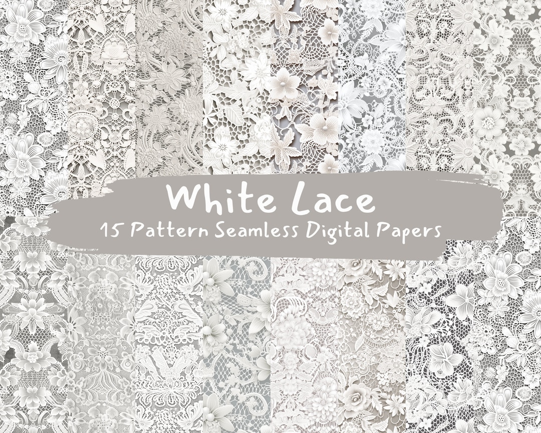 White Lace Pattern Seamless Digital Papers - Tile Patterns Printable ...