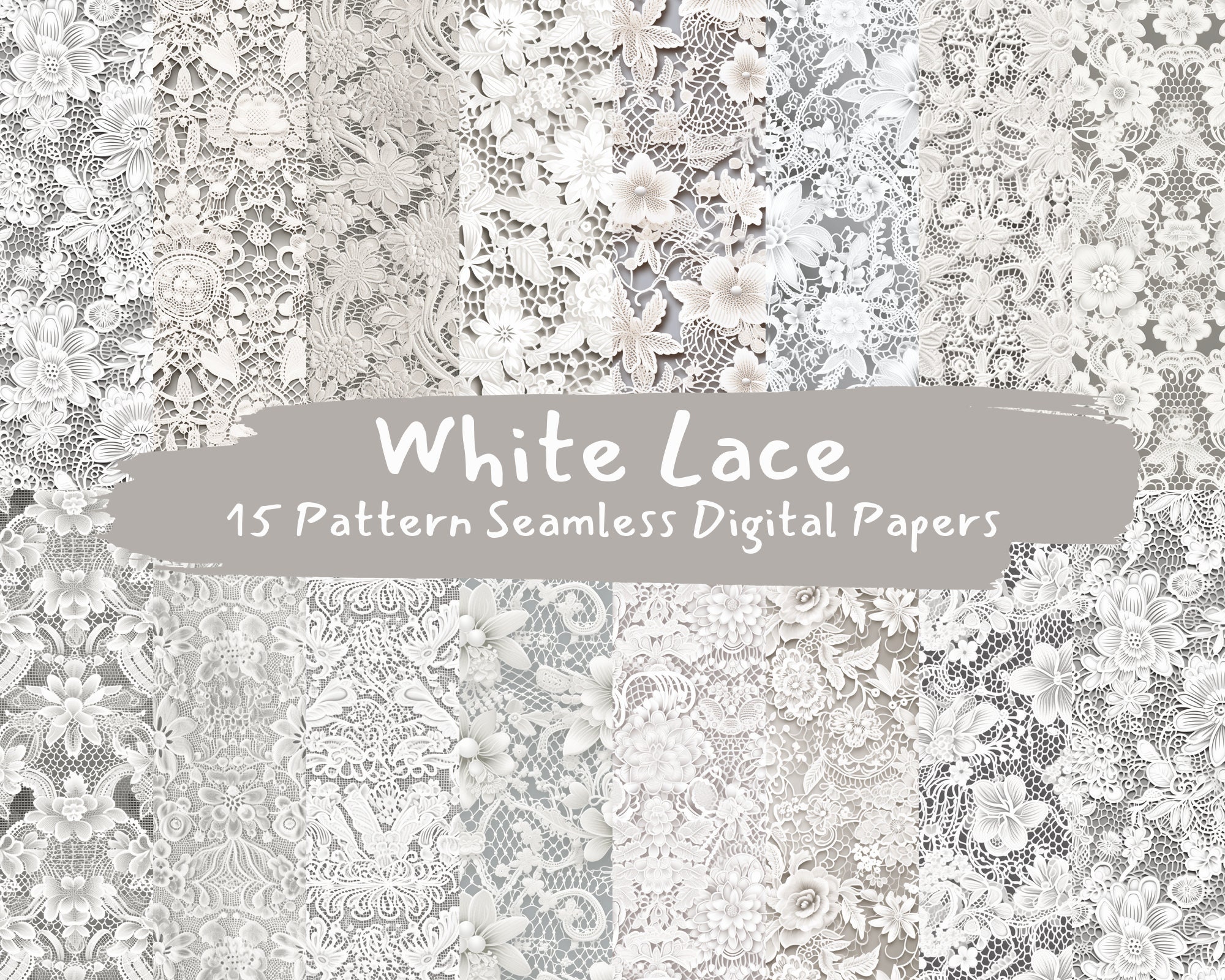 White Lace Pattern Seamless Digital Papers Tile Patterns Printable ...