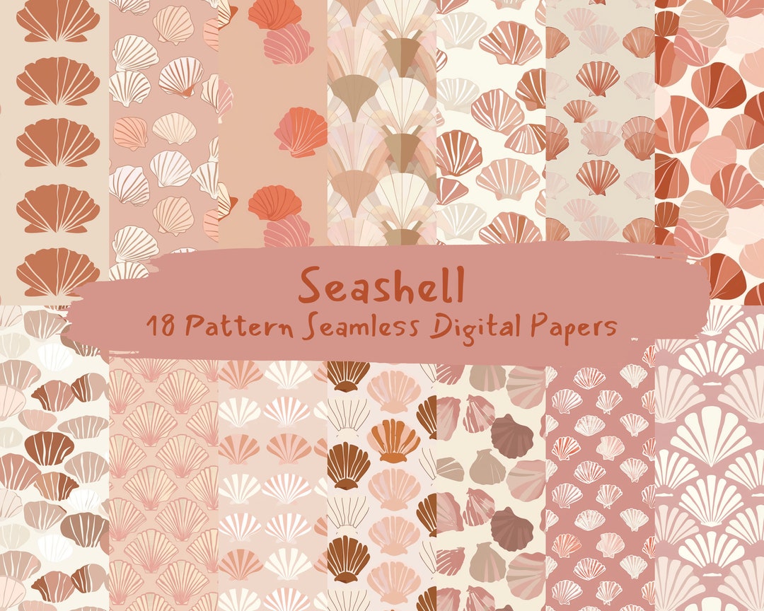 Seashell Pattern Seamless Digital Papers - Printable Scrapbook Paper ...