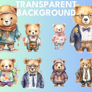 Cute Bear in Suits and Other Clothes, Digital Printable Clip Art ...