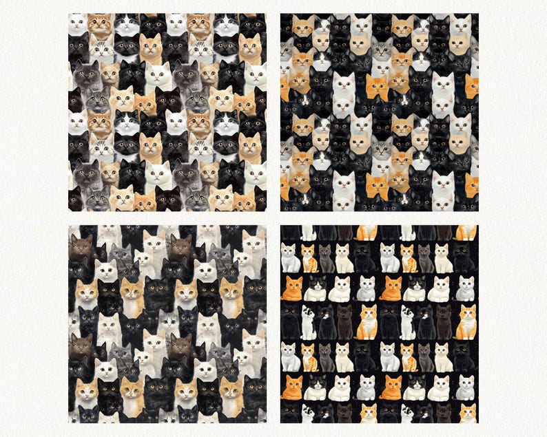 Cats Pattern Seamless Digital Papers - Printable Scrapbook Paper Png ...