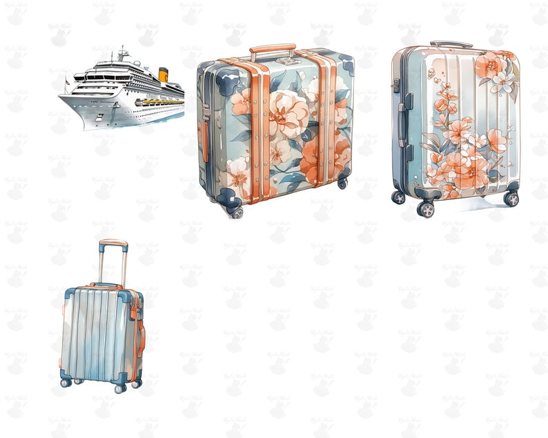 Watercolor Travel Printable Clipart, Png Format, Transparent Background ...
