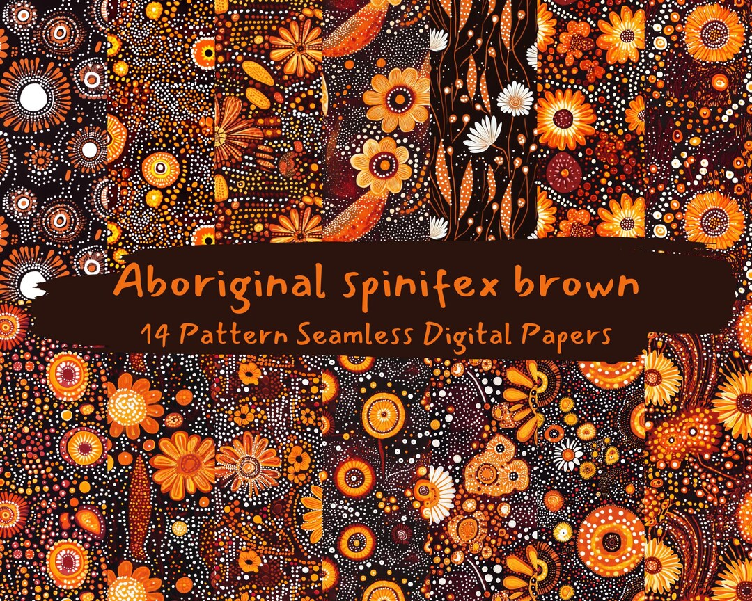 Aboriginal Spinifex Brown Pattern Seamless Digital Papers - Printable ...