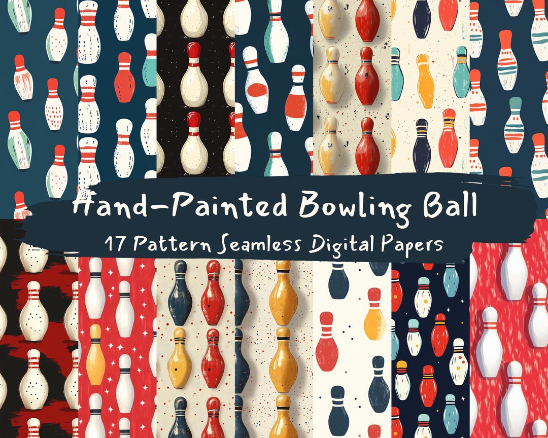 Hand-painted Bowling Ball Pattern Seamless Digital Papers - Printable ...