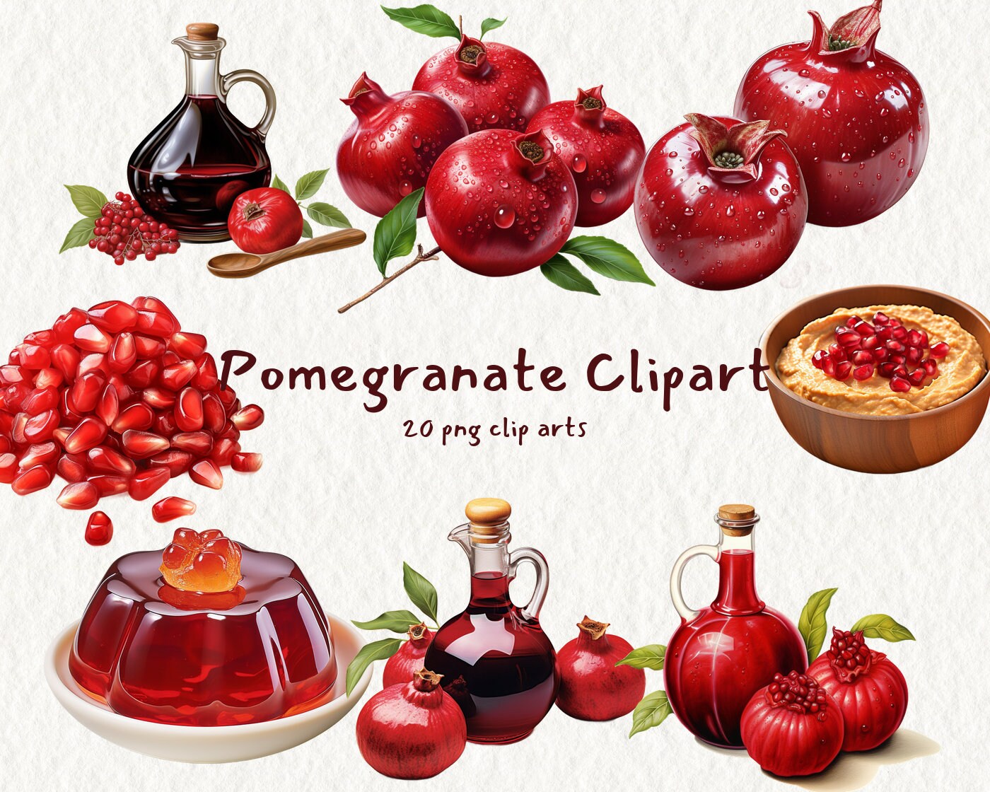 Pomegranate, Digital Printable Clip Art Graphics in PNG Format ...