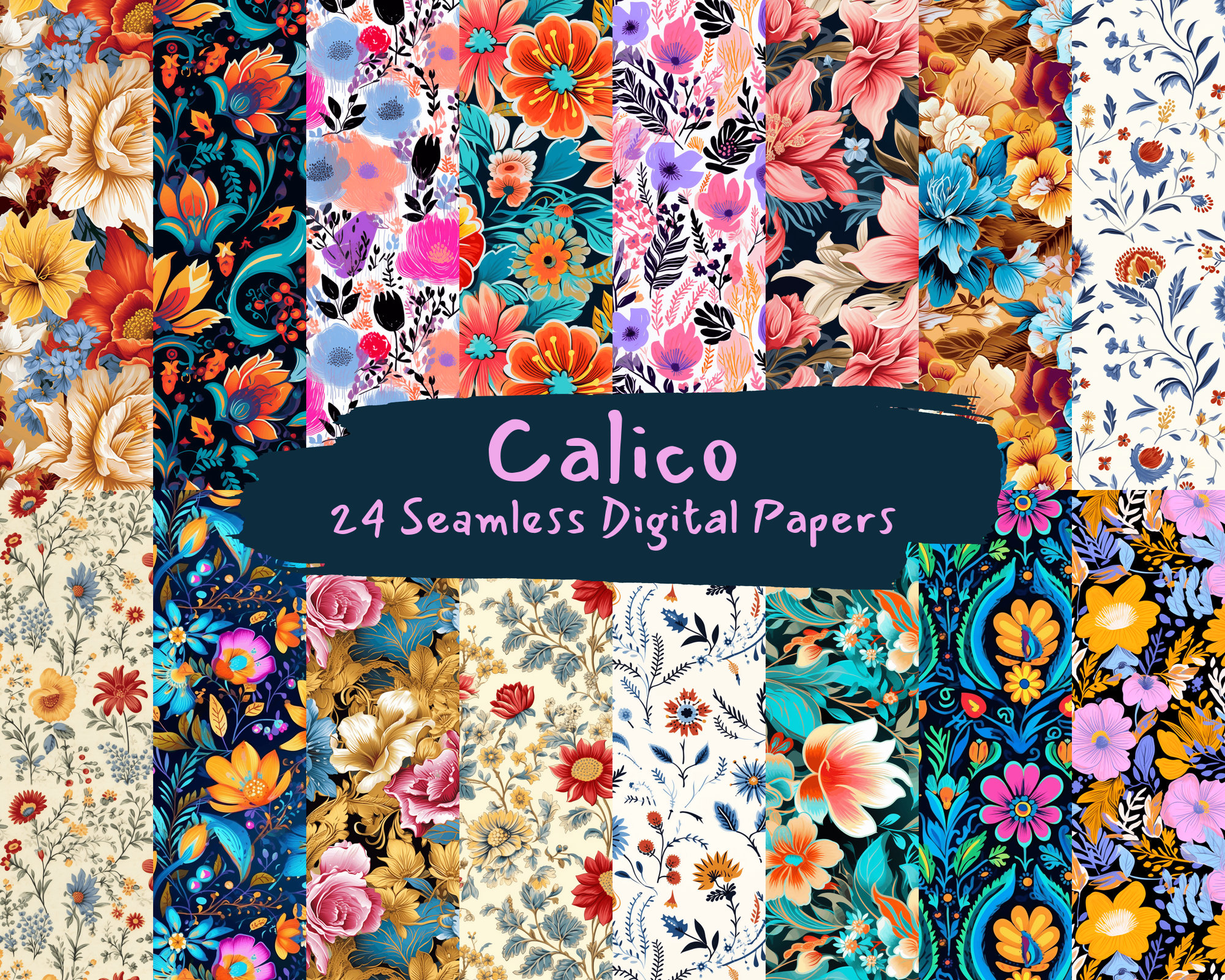 Calico Seamless Digital Papers - Seamless Tile Patterns Printable ...