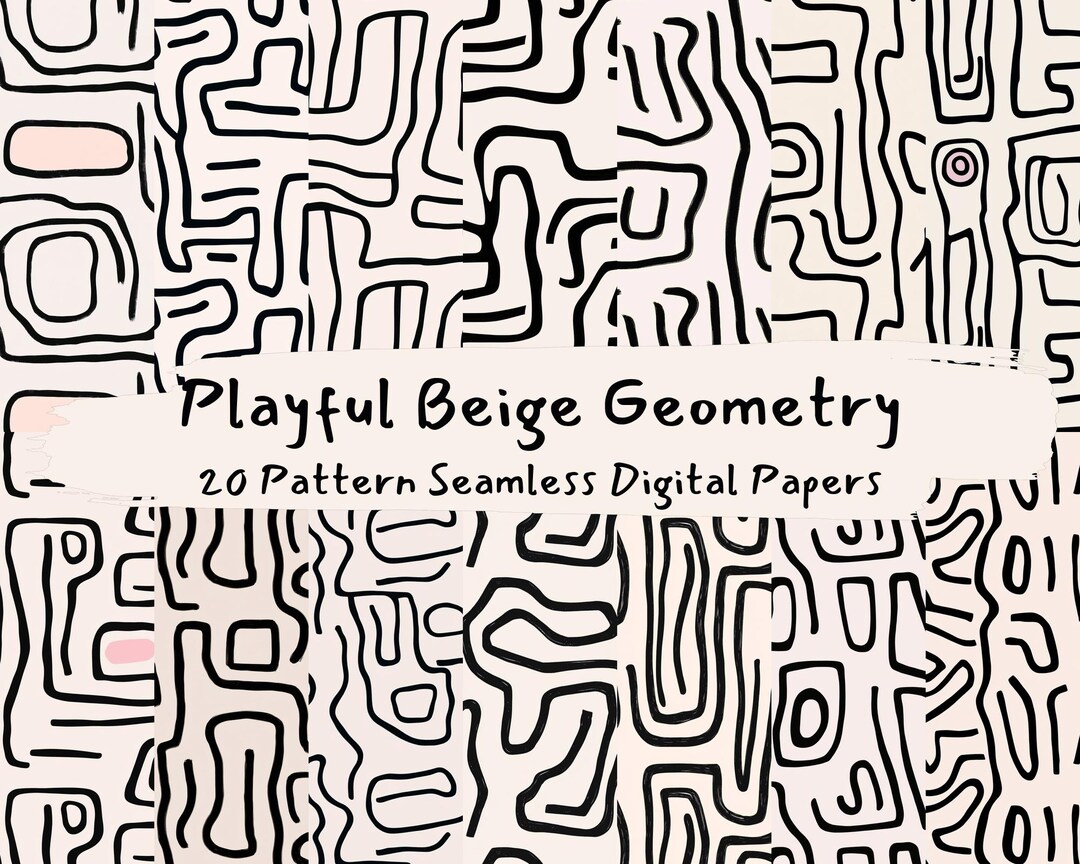 Playful Beige Geometry Pattern Seamless Digital Papers - Printable ...