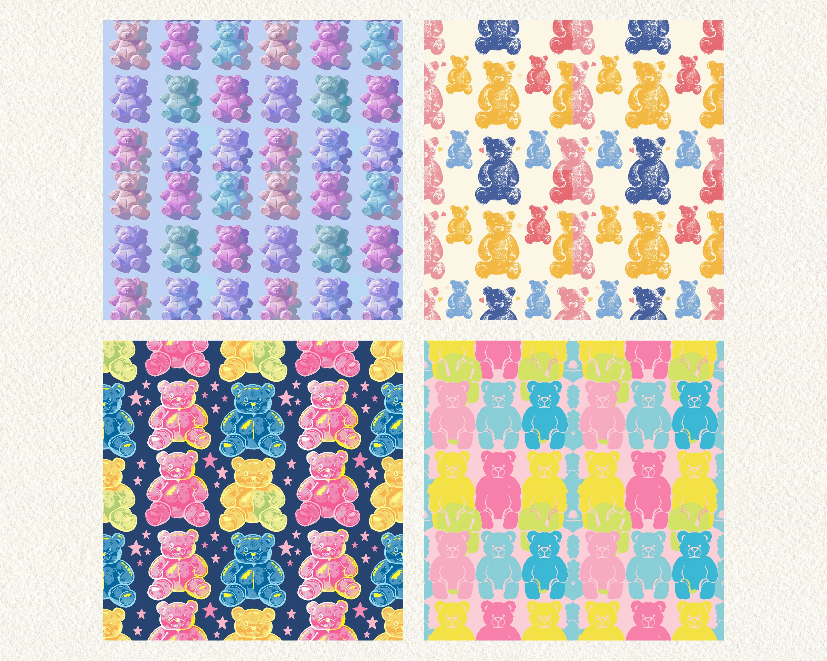 Teddy Bear Silhouette Pattern Seamless Digital Papers - Printable ...
