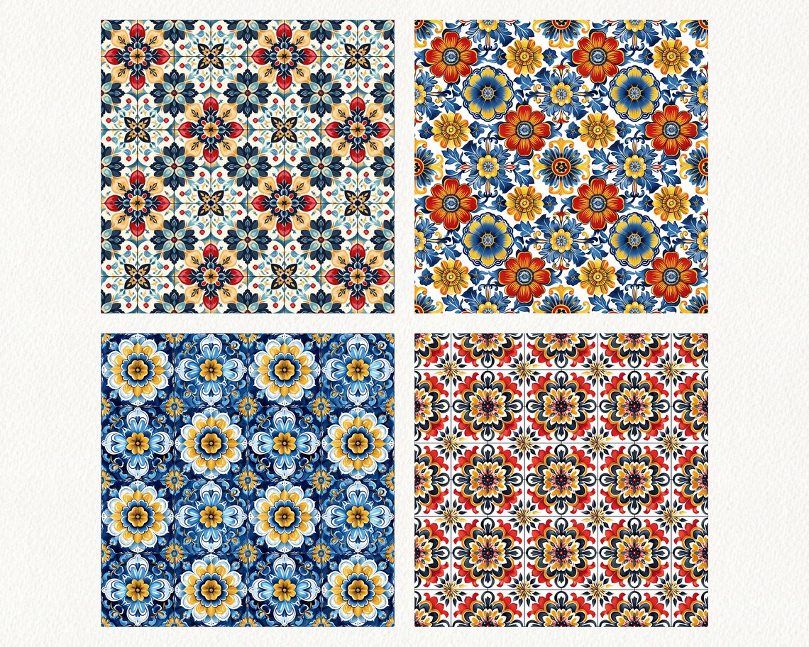 Talavera Tiles Pattern Seamless Digital Papers - Printable Scrapbook ...