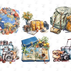 Watercolor Travel Printable Clipart, Png Format, Transparent Background ...