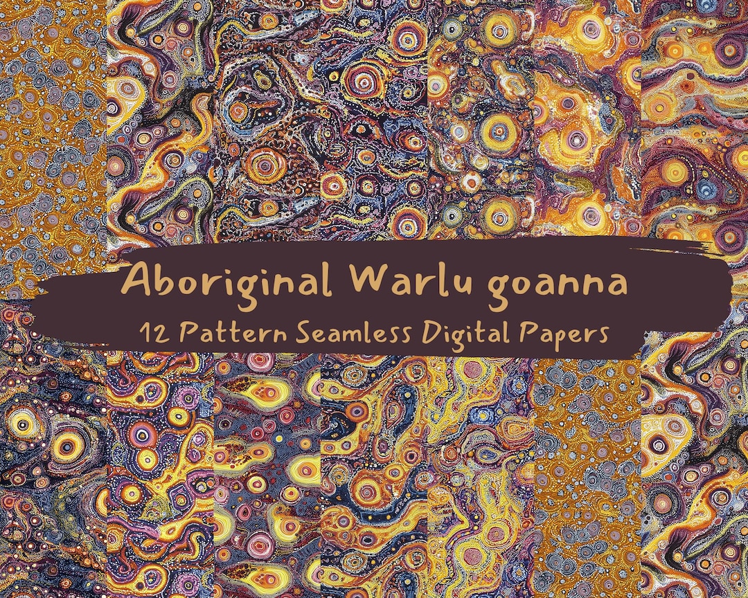 Aboriginal Warlu Goanna Pattern Seamless Digital Papers - Printable ...